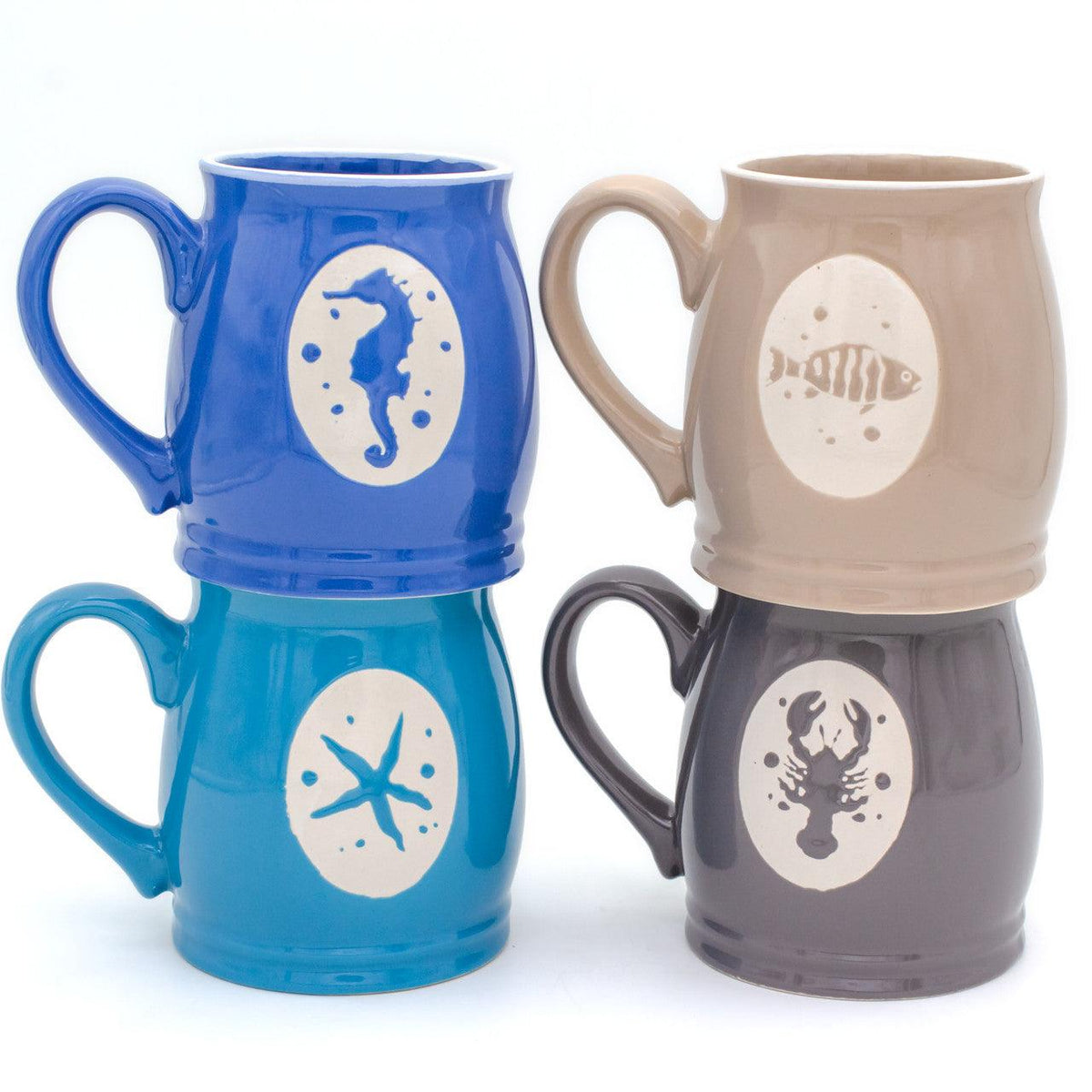 Ocean City Sea Creature Mugs Set of 4 Assorted Colors – Euro Ceramica