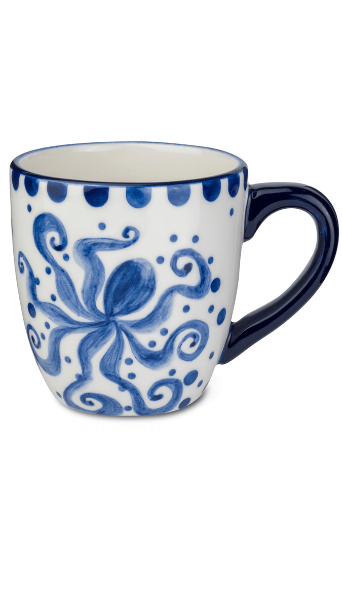 Costa Azul Hand Painted Octopus Design 4 Pieces Mugs Set – Euro Ceramica