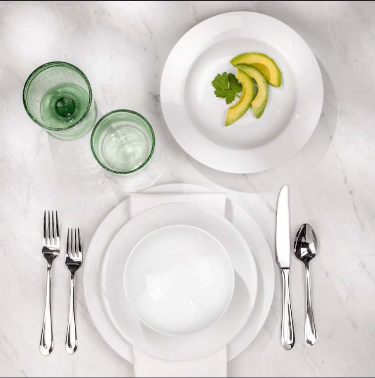 White Essential 16 Piece Classic Rim Double Bowl Dinnerware Set ( 9 ...